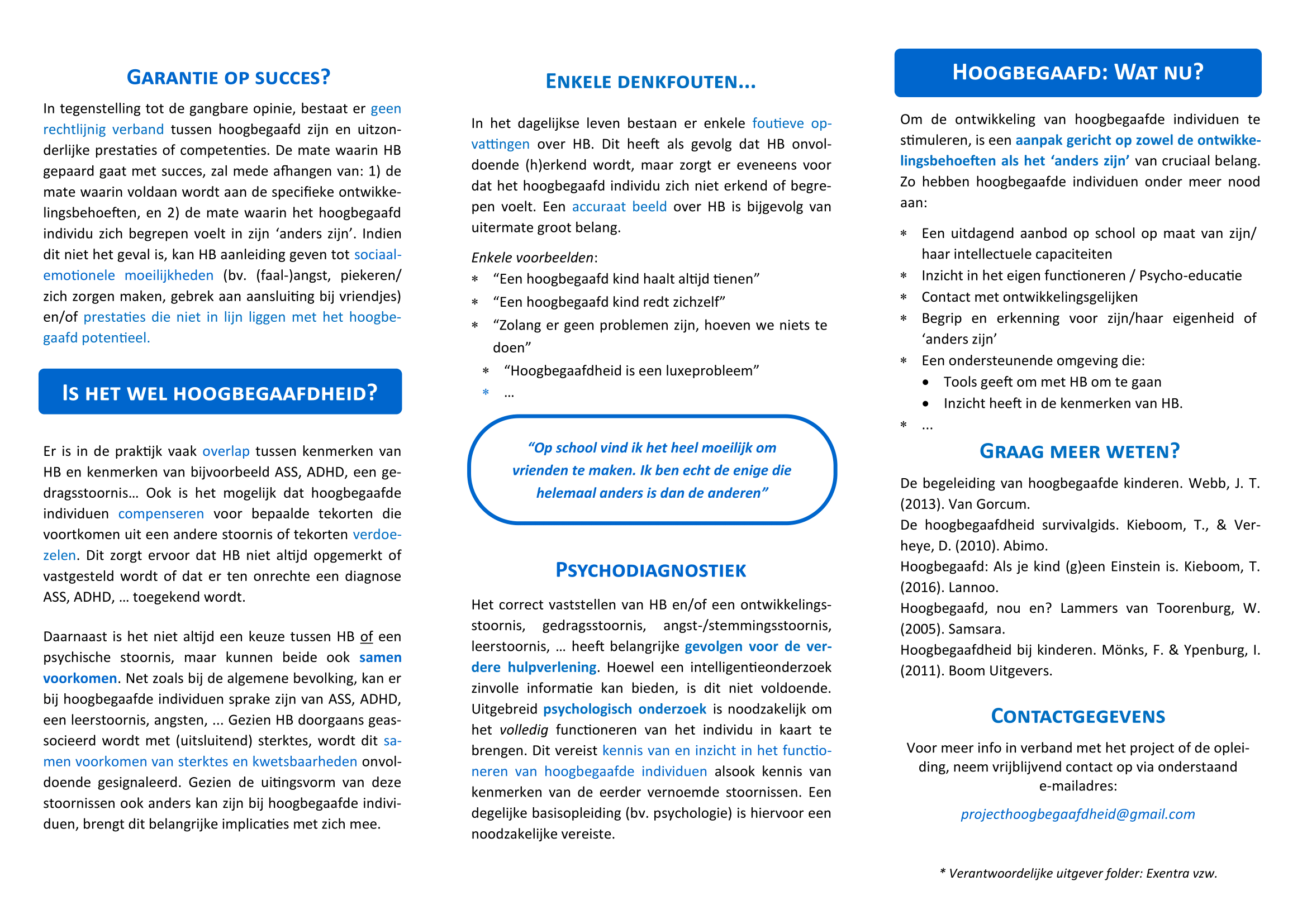 Folders – Hoogbegaafdheid in Vlaanderen